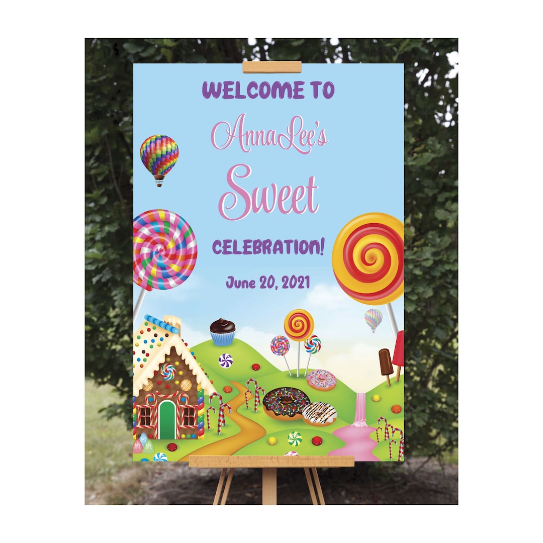 Editable Welcome Sign, Candy Land Birthday Sign, Candyland Welcome Sign ...