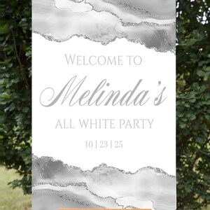 All White Party Welcome Sign, Printable White Birthday Welcome Sign - Etsy