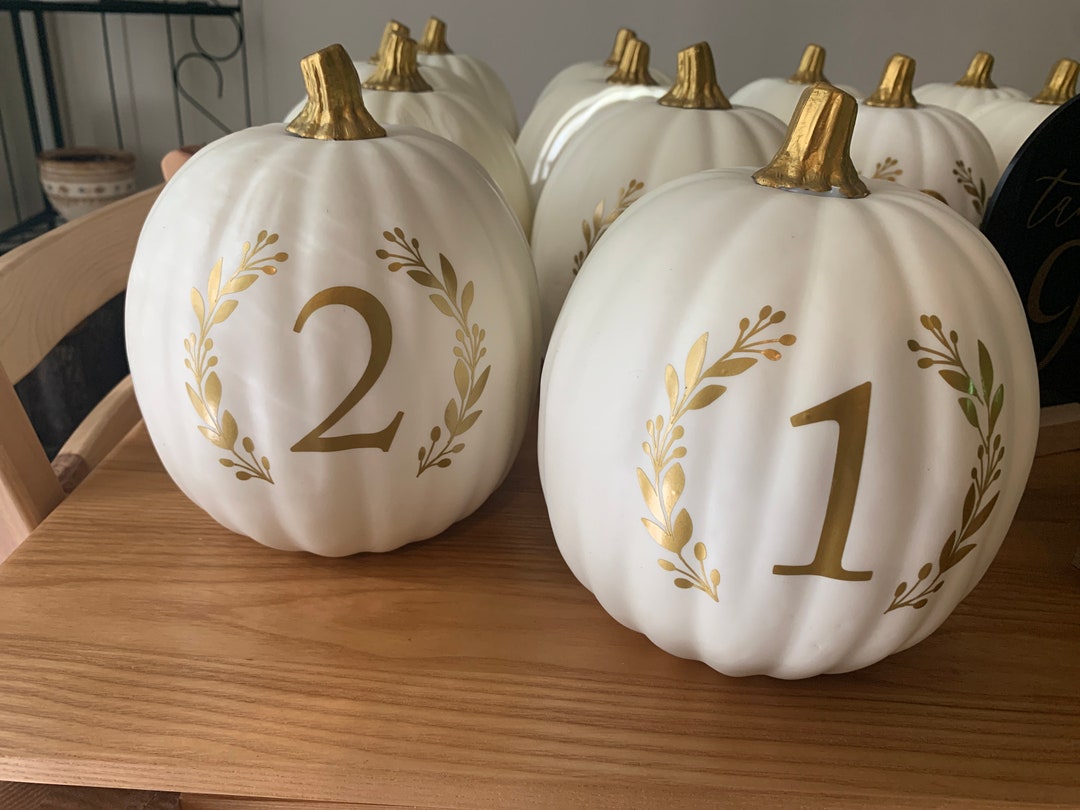 White Pumpkin Table Numbers, Fall Wedding Table Numbers, Custom Pumpkin ...