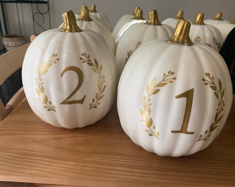White Pumpkin Wedding Table Numbers, Fall Table Numbers - Etsy
