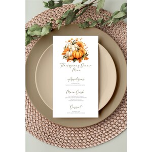 Editable Friendsgiving Menu, Thanksgiving Menu Template, Fall Dinner ...