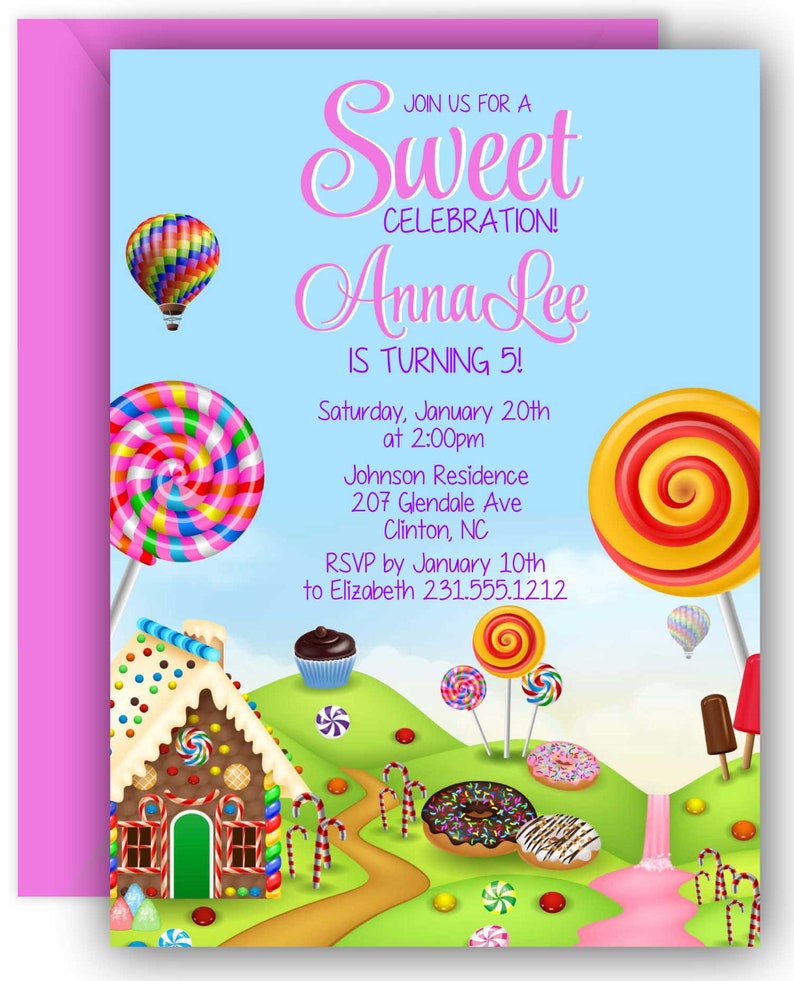 Candy Land Invitations Editable Template Candyland Sweets Etsy