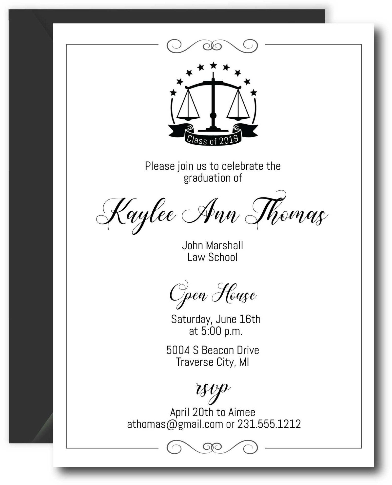 Law Graduation Invitation - Printable Scales of Justice, Juris ...