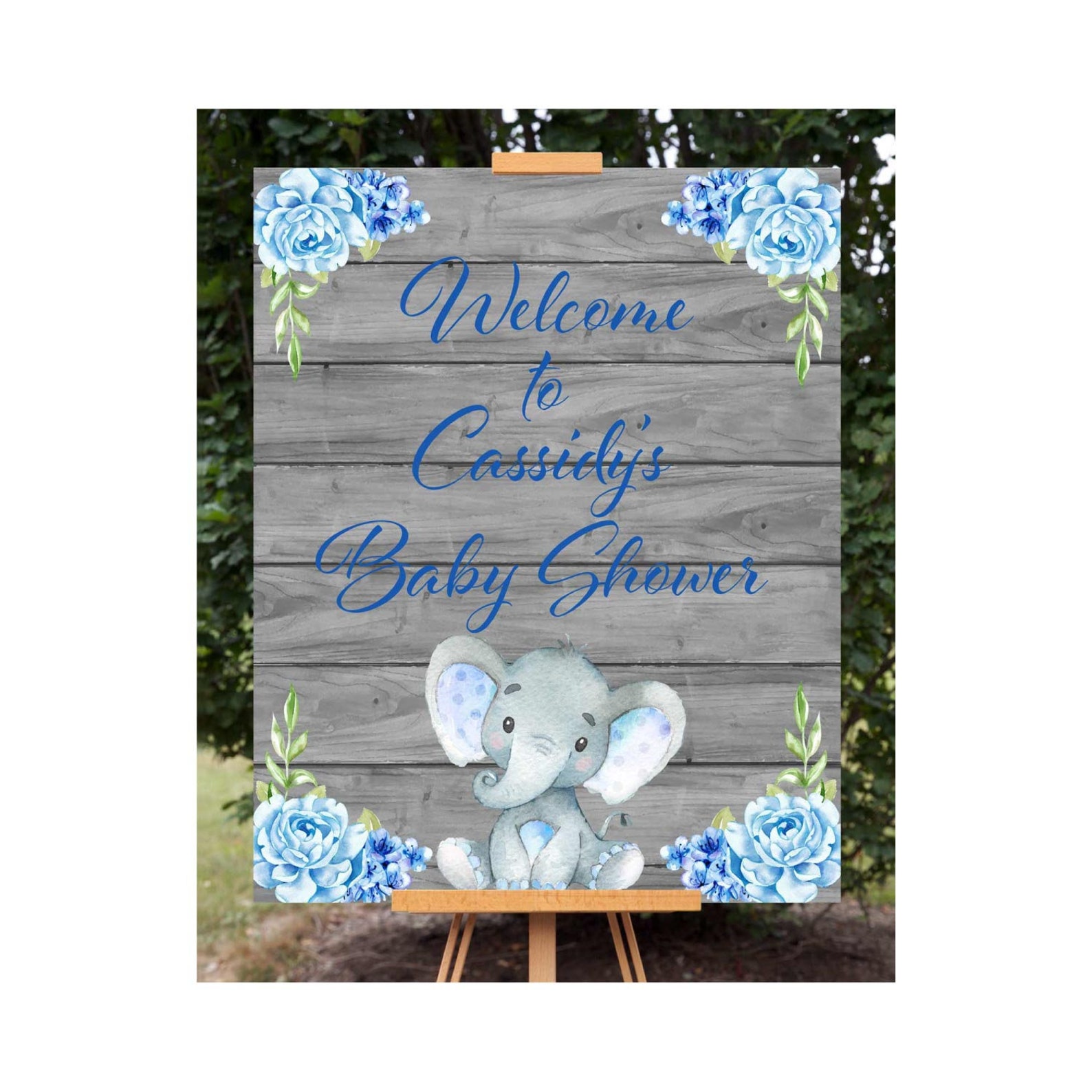 Blue Elephant Welcome Sign Blue Elephant Baby Shower Sign | Etsy
