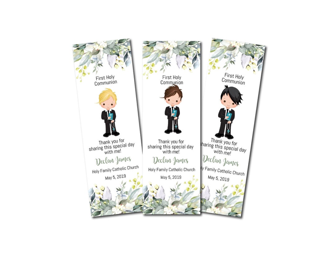 Boy First Communion Bookmark, First Communion Favors, Editable ...