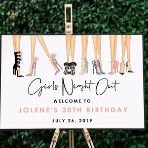 Girls Night Out Birthday Welcome Sign, Editable Poster (digital) - Etsy