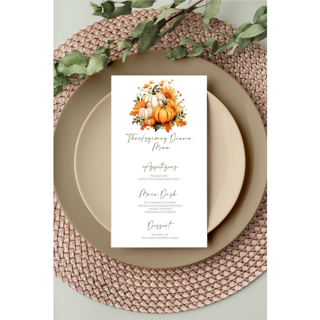 Editable Friendsgiving Menu, Thanksgiving Menu Template, Fall Dinner ...