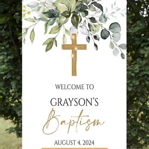 Baptism Backdrop, Greenery Baptism Backdrop, Printable Backdrop ...