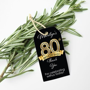 80th Birthday Favor Tags, 80th Birthday Thank You Tags Printable, 80th ...