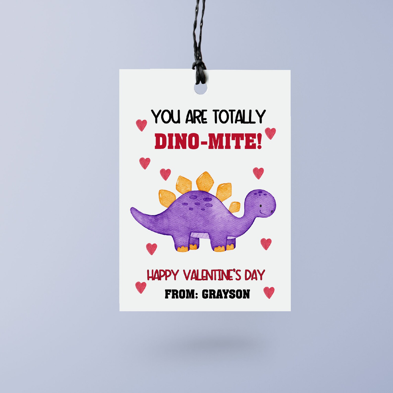 Dino-mite Valentines Cards, Printable Dinosaur Valentines Card or Kids ...
