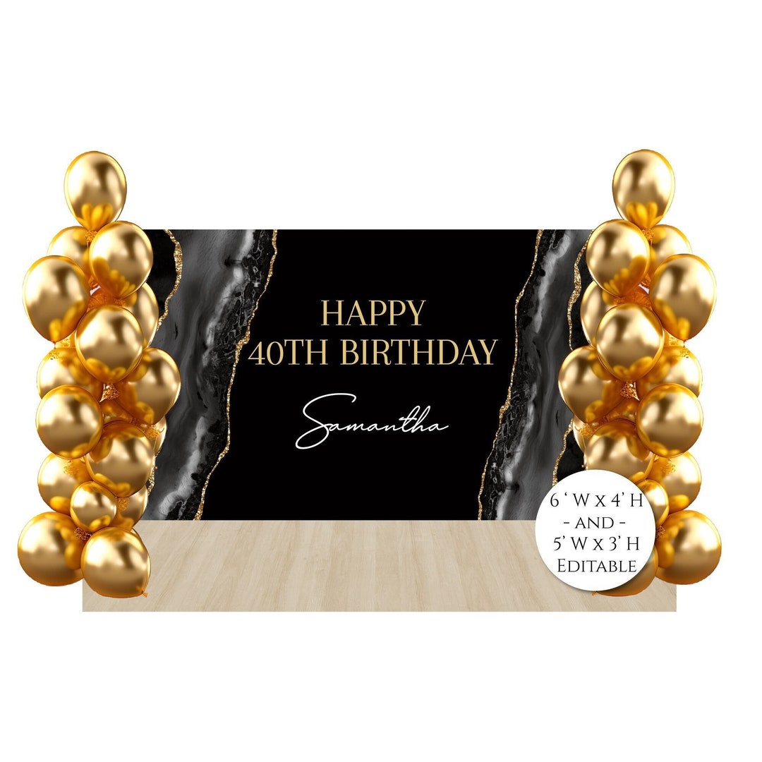 All Black Backdrop, All Black Affair Birthday Backdrop, Printable Party ...