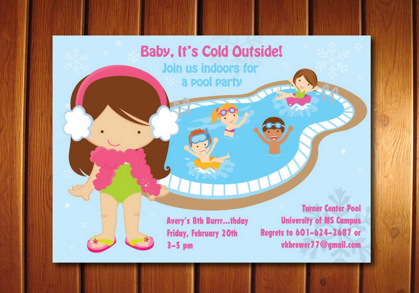 Winter Pool Party Invitation Indoor Pool Party Birthday