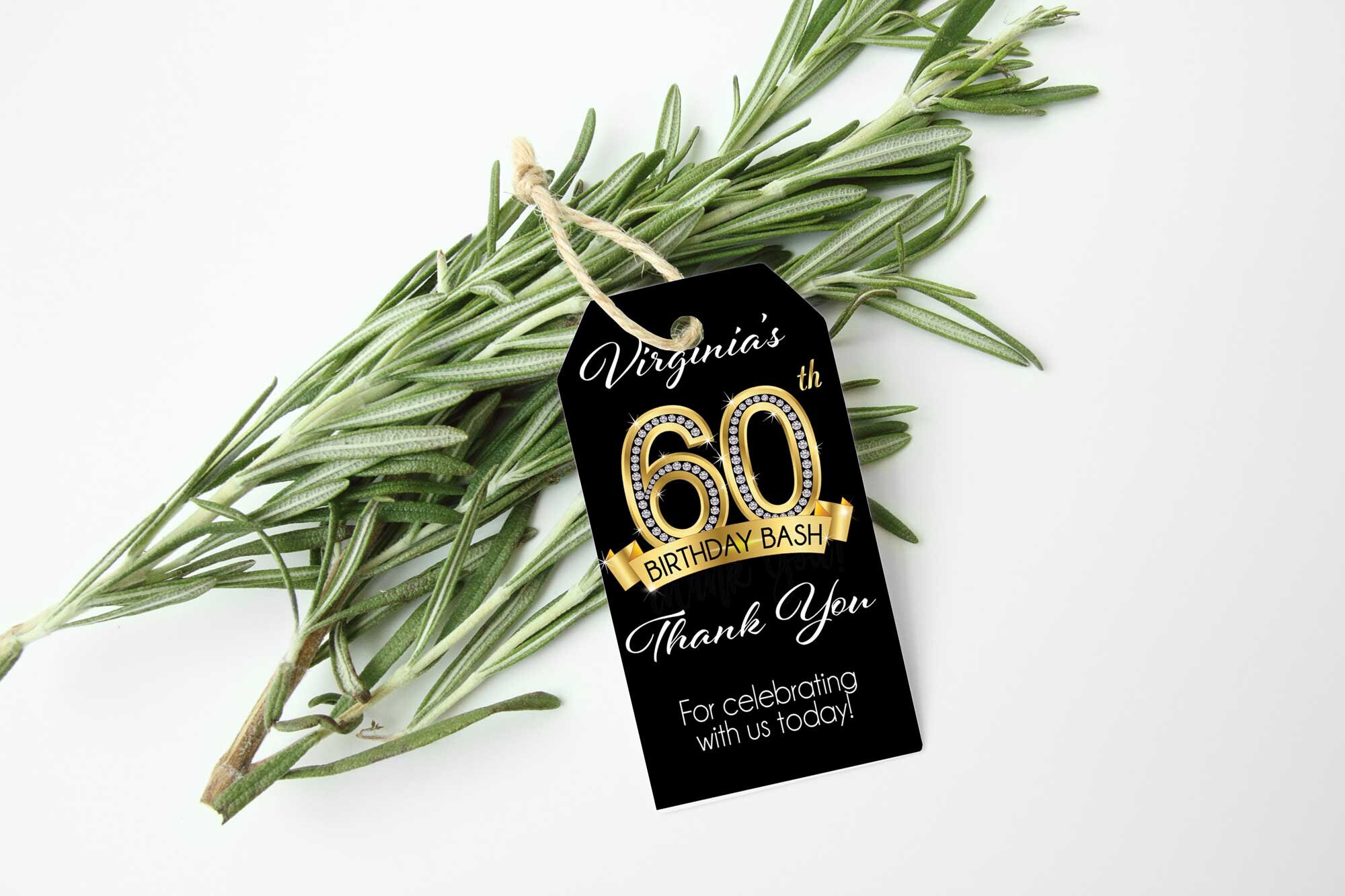 60th Birthday Favor Tag, 60th Birthday Thank You Tag Printable, 60th ...