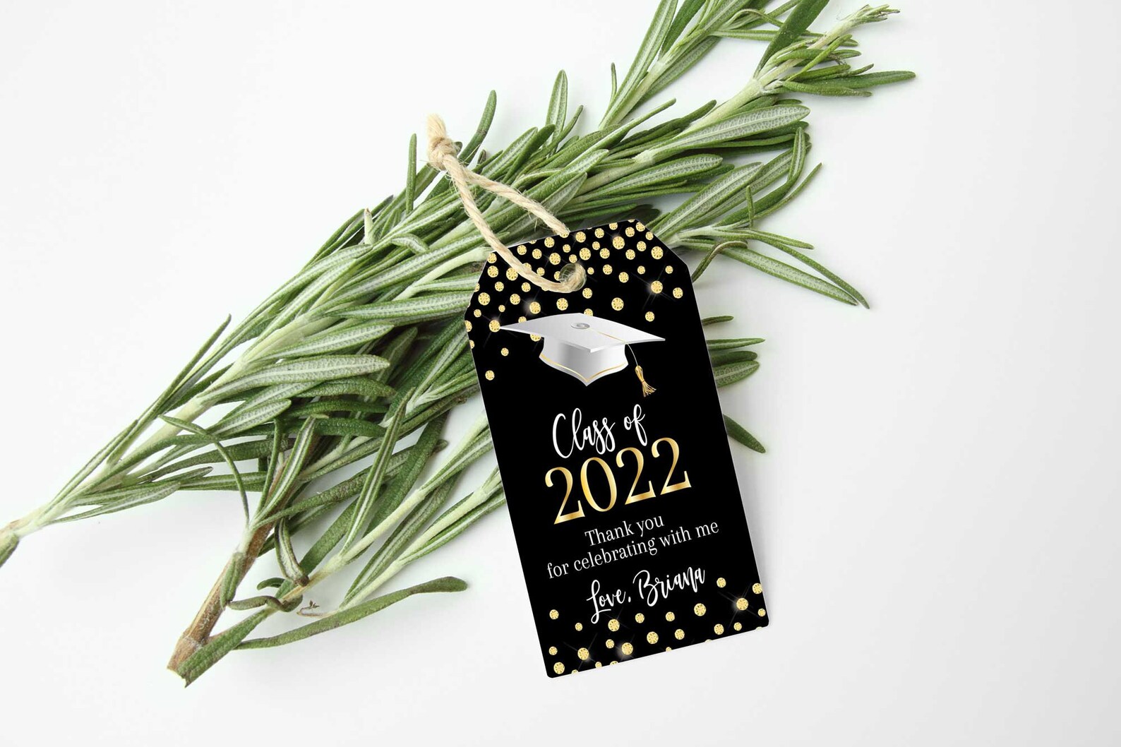 Black and Gold Graduation Thank You Tags Digital Download - Etsy