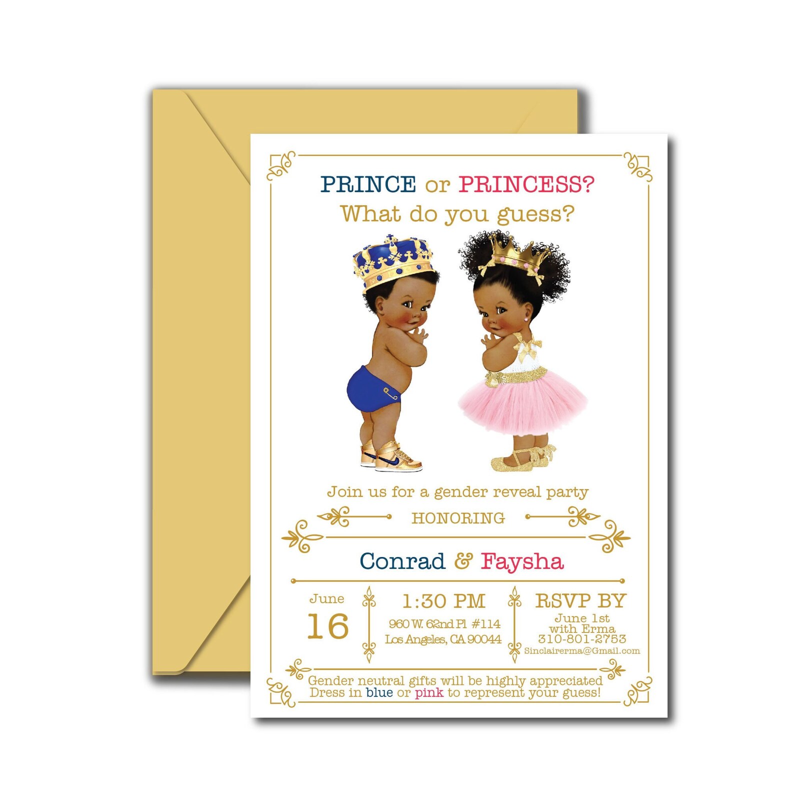Prince Or Princess Gender Reveal Invitation Printable Etsy