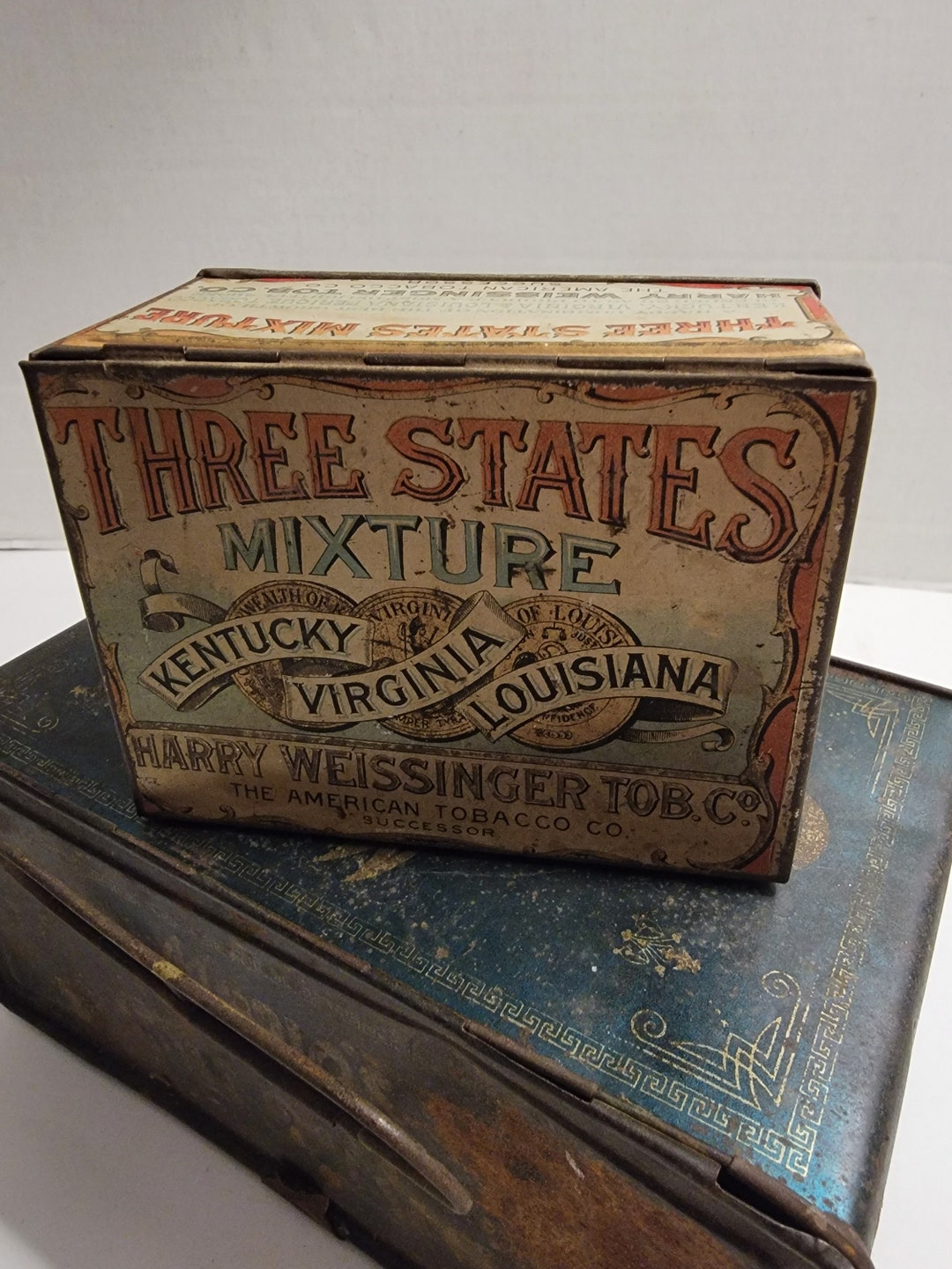 Vintage Tobacco Tin Three State Mixture Tobacco Tin, Kentucky, Virginia ...