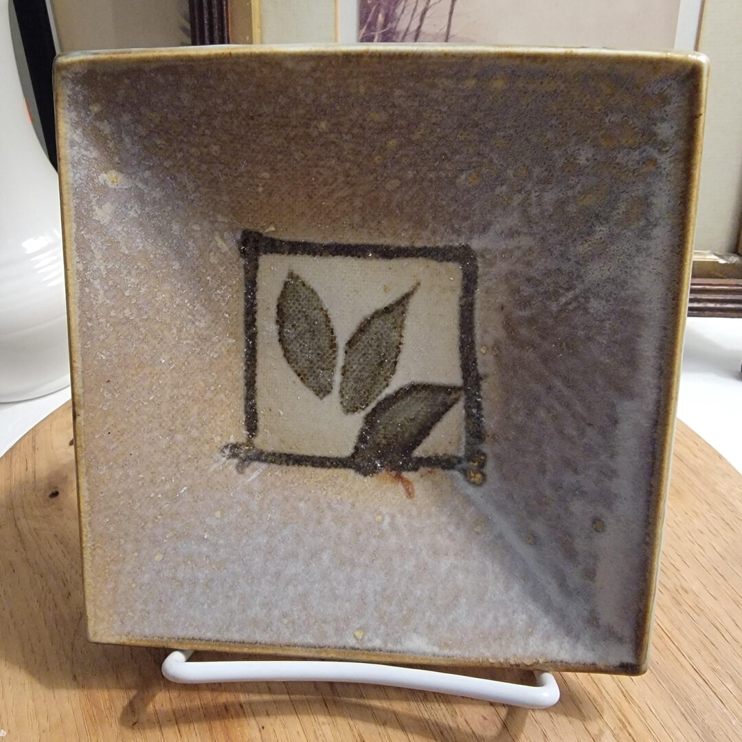 Vintage Stone Soldier Pottery Square Dish, Trinket Dish, Vintage ...