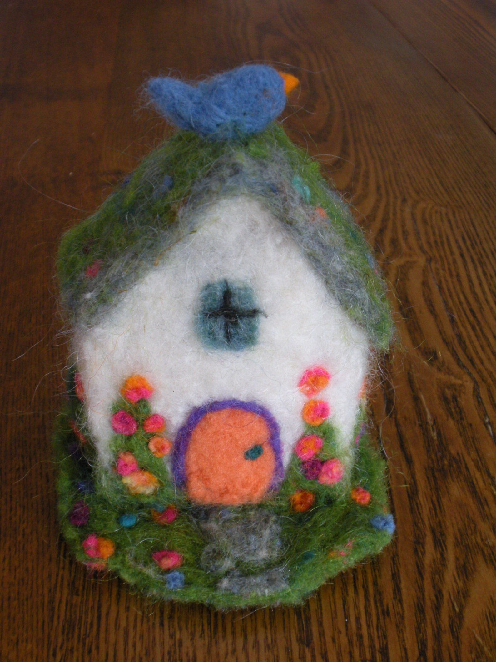 Needle Felted Cottage With Its Own Garden and a Bird on the - Etsy