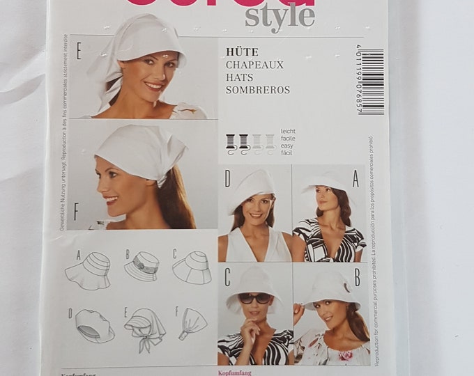 Burda 7685. Hat Pattern Six Different Hat Patterns. Sun Hat Patterns ...