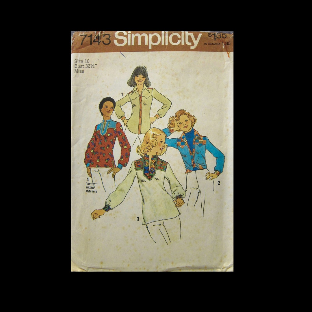 Western Shirt Pattern Simplicity Country Shirt Pattern Size 10 Bust 32 ...