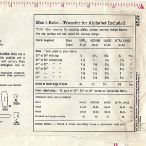 Vintage Simplicity 4739 Men's Robe Size 38-40 Chest 1963. - Etsy