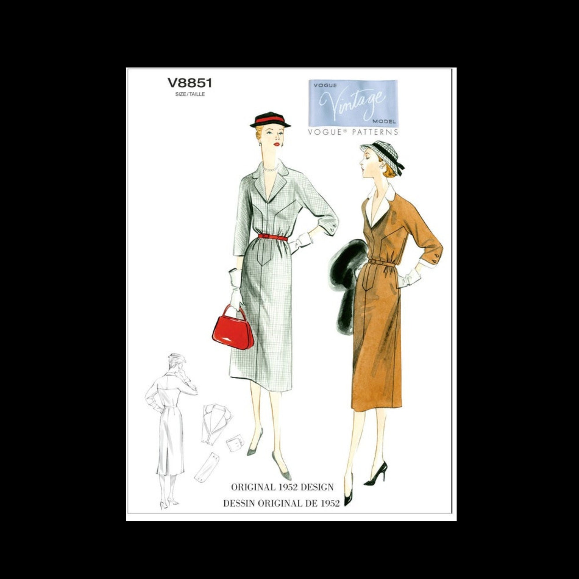 Vogue 8851 Dress in Sizes 8-16, 1952 an Original Vogue Design Dress ...