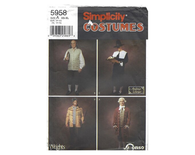 Simplicity 5958 Historical Mens' Costume Pattern Alexander Hamilton ...