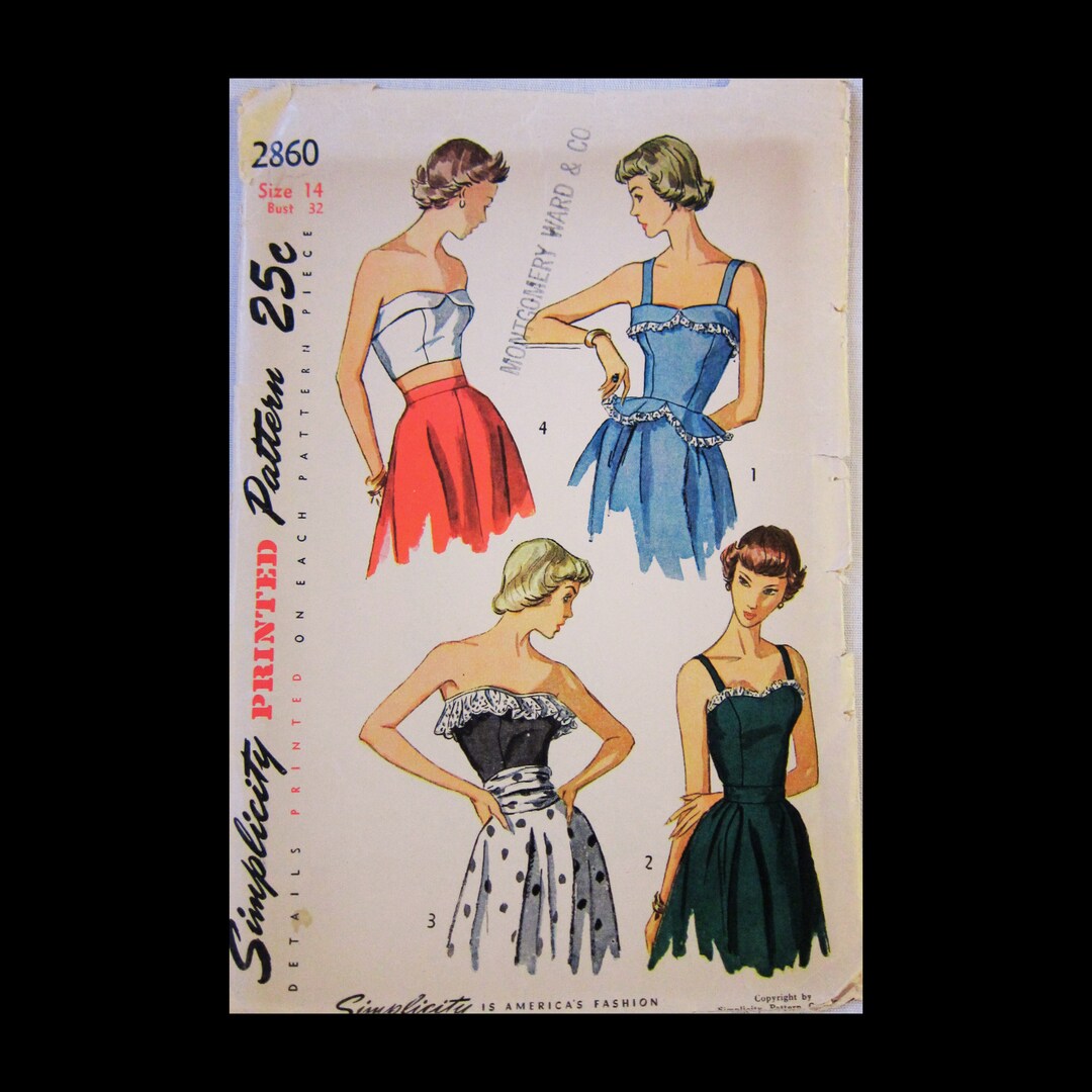 Vintagetop Pattern Strapless Top Pattern Ruffled Camisole Pattern ...