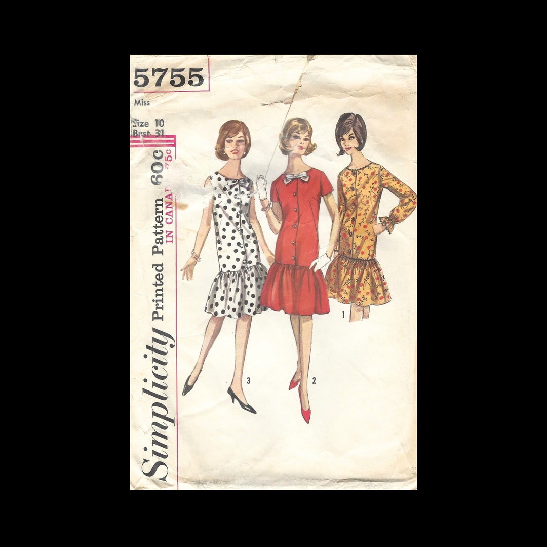 Vintage Simplicity 5755, 1960s Dress Size 10, Bust: 31 Original ...