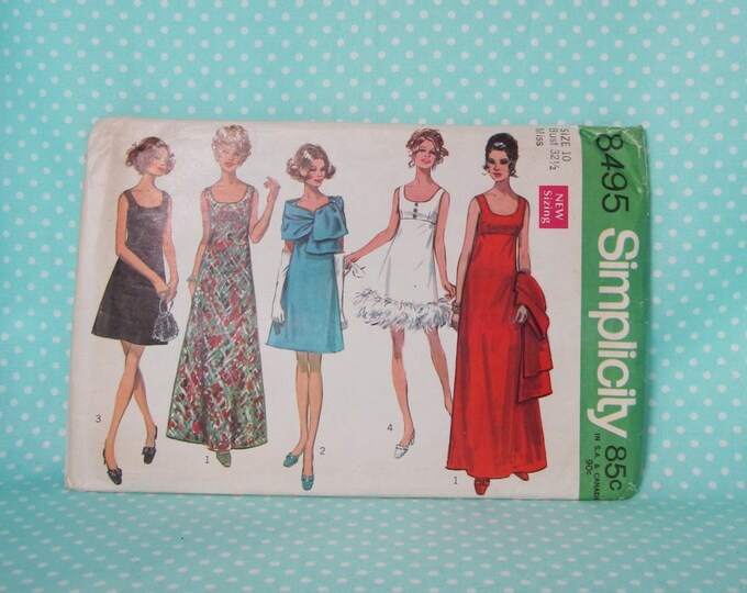 Vintage 1960s Prom Dress Pattern. Simplicity 8495. Size 10 Bust 32 1/2 ...