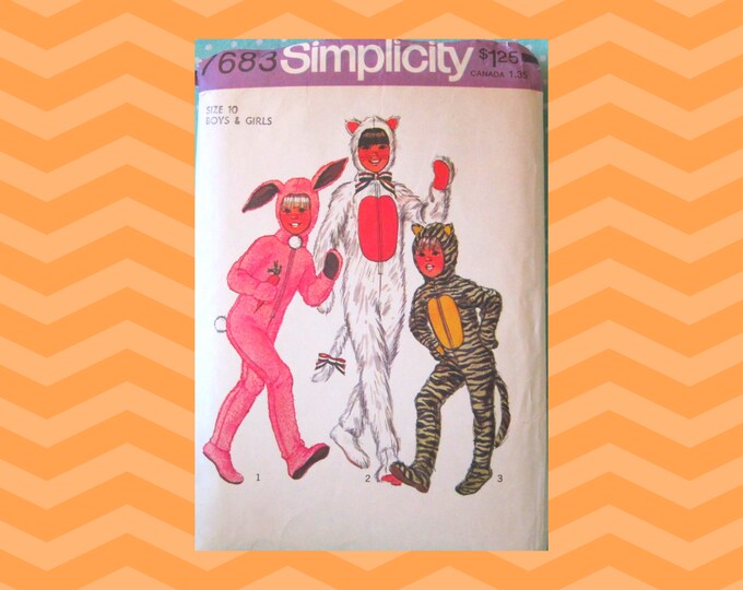 Simplicity 7683 Child's Costume Pattern Size 10 Bunny, Cat, Tiger ...