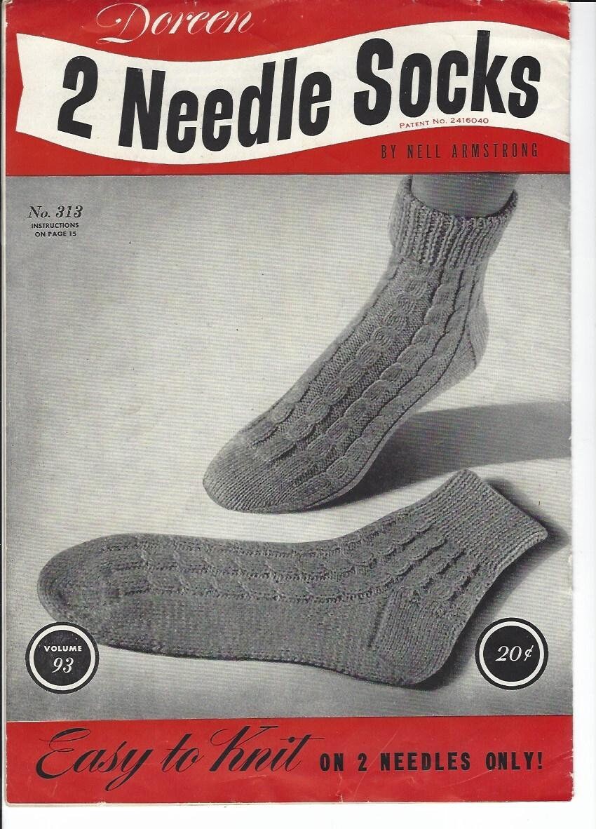 Sock Pattern Knitting 1940s Two Needle Sock Pattern Knitting Cable ...