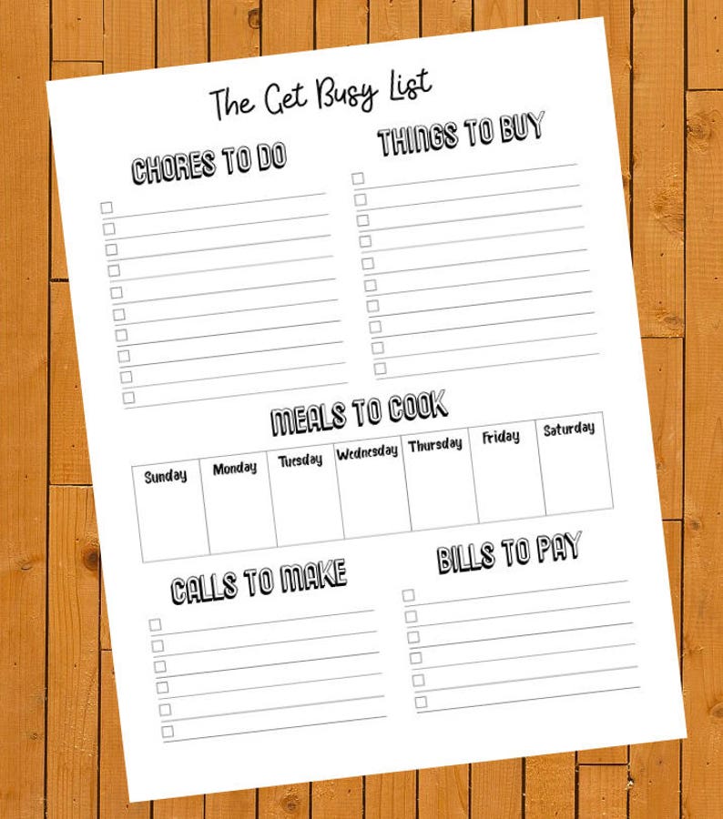 The Get Busy List printable To-do List | Etsy