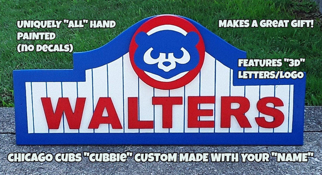 Chicago Cubs Name Sign cubbies Custom Made Wood Decor Sign Chicago Cubs ...