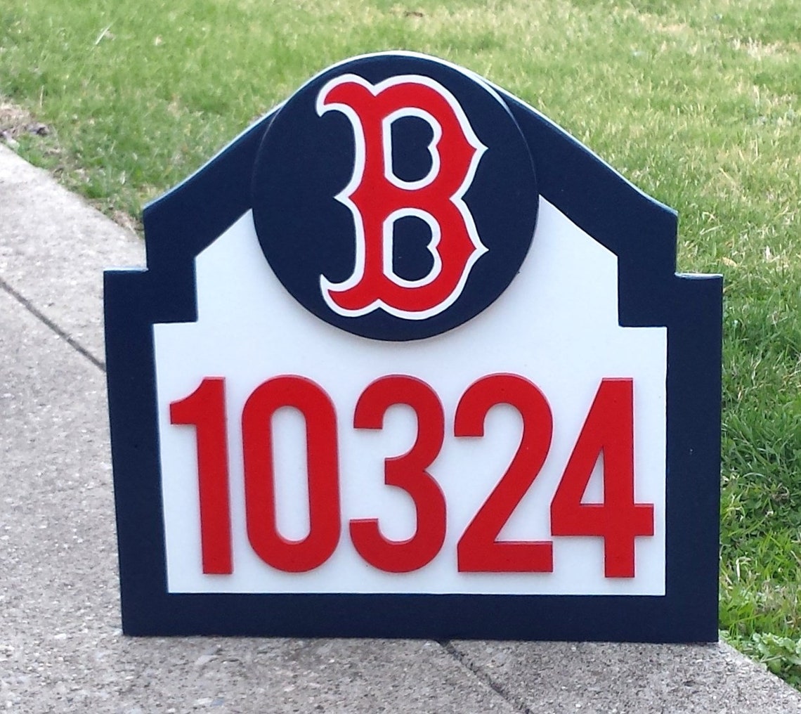 Boston Red Sox Address Sign Wood Decor | Boston Red Sox Gifts | Boston ...