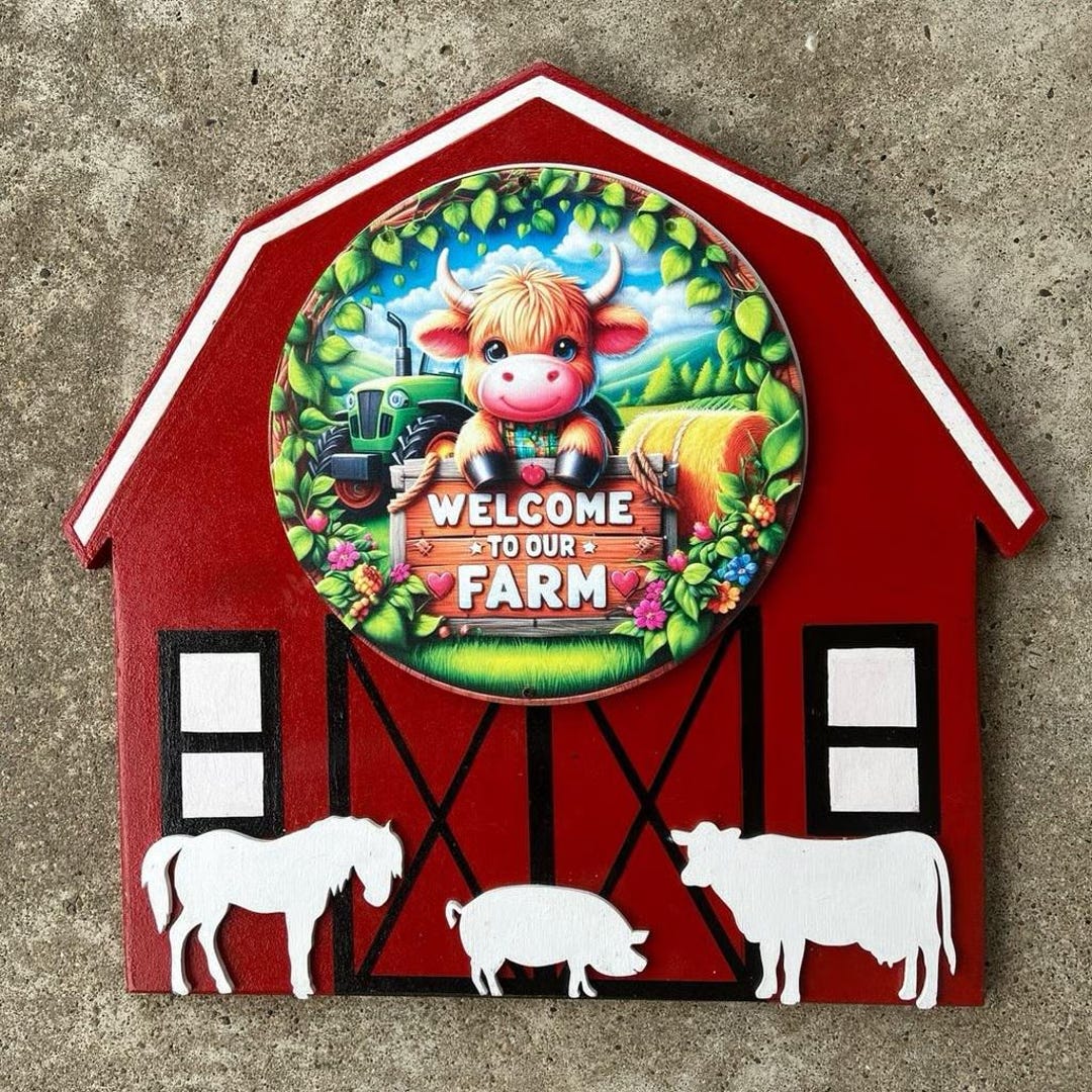 Welcome Sign for Front Door, Porch, Patio RED BARN “welcome to Our Farm ...