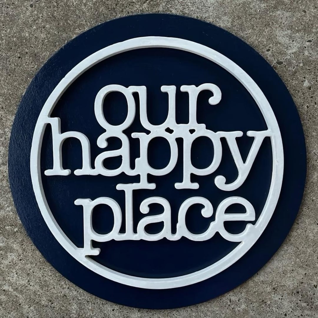 OUR HAPPY PLACE Welcome Sign in 3D Effect for House, Patio, Camper or ...