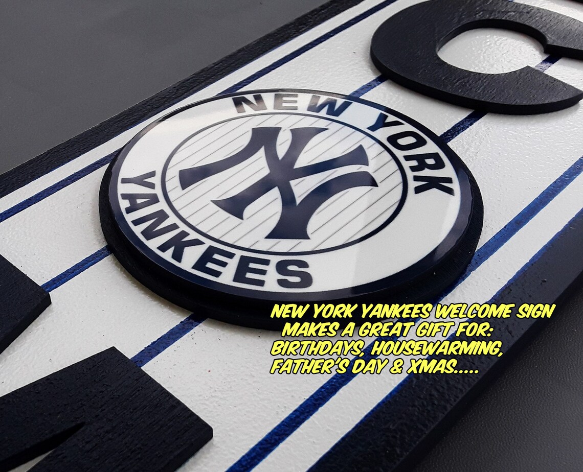 New York Yankees "welcome" Wood Sign / Yankees Gift / Yankees House ...
