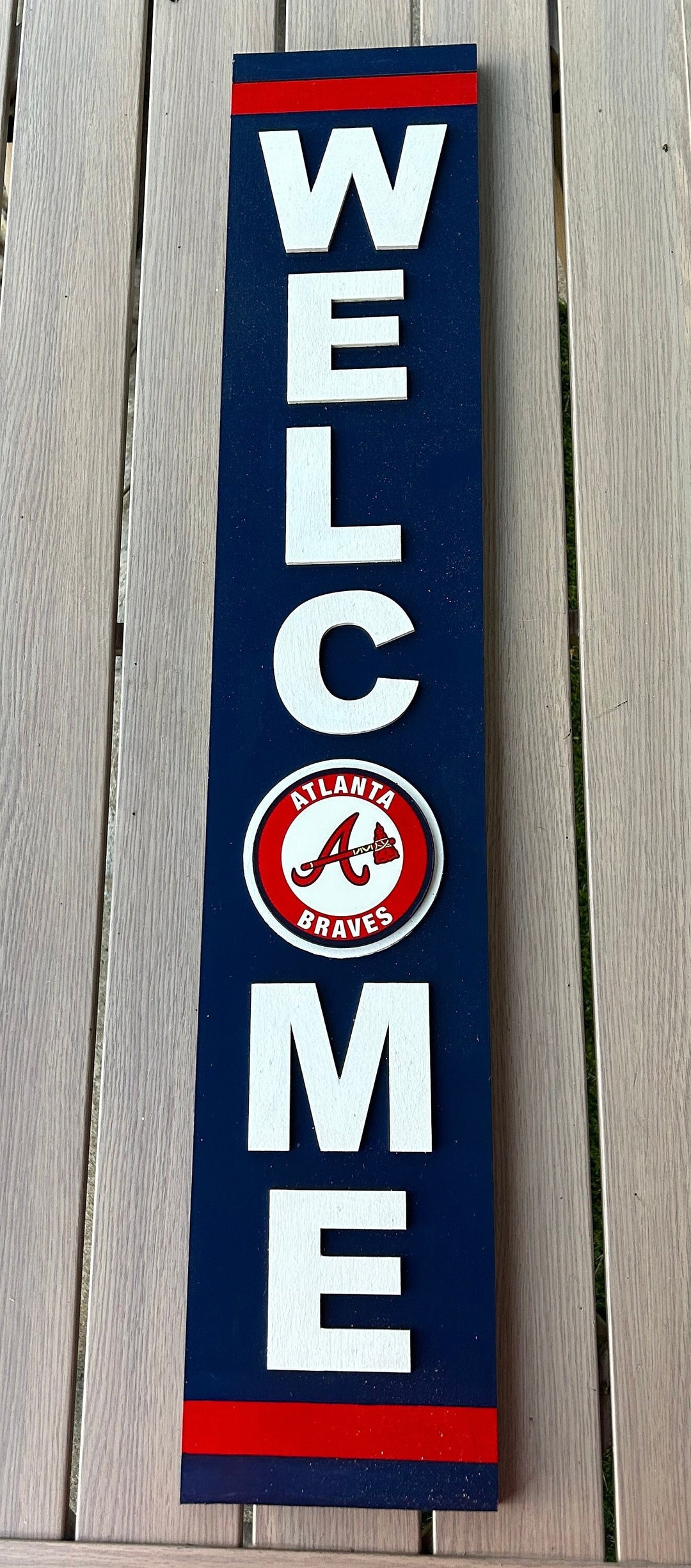 Atlanta Braves WELCOME Wood Sign /atlanta Braves Decor/atlanta Braves ...