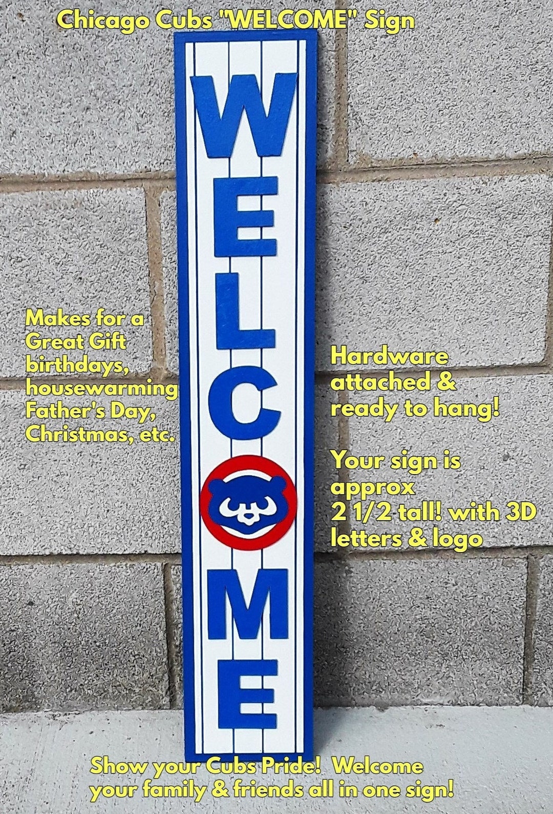 Chicago Cubs WELCOME Sign / Chicago Cubs Gift / Chicago Cubs House ...