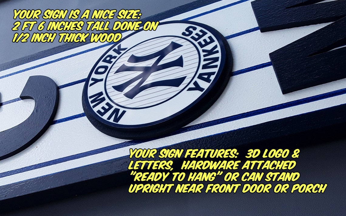 New York Yankees "welcome" Wood Sign / Yankees Gift / Yankees House ...