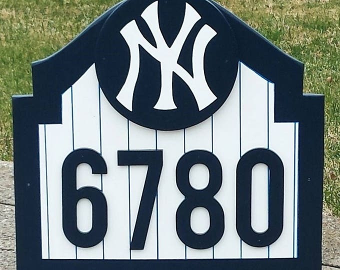 New York Yankees Address Sign Custom Wood Decor New York Yankees Gifts ...