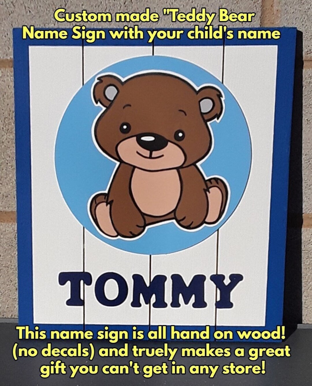 Children's Name Sign TEDDY BEAR Custom Made With Your - Etsy