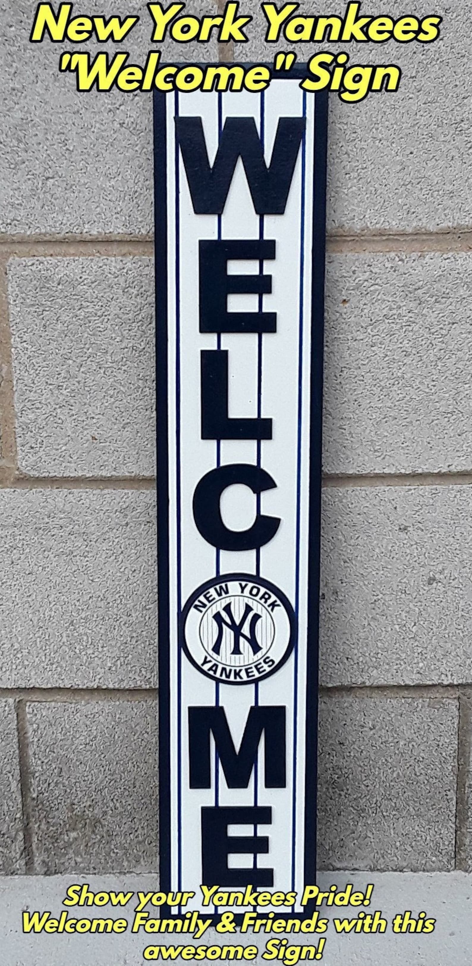 New York Yankees "welcome" Wood Sign / Yankees Gift / Yankees House ...