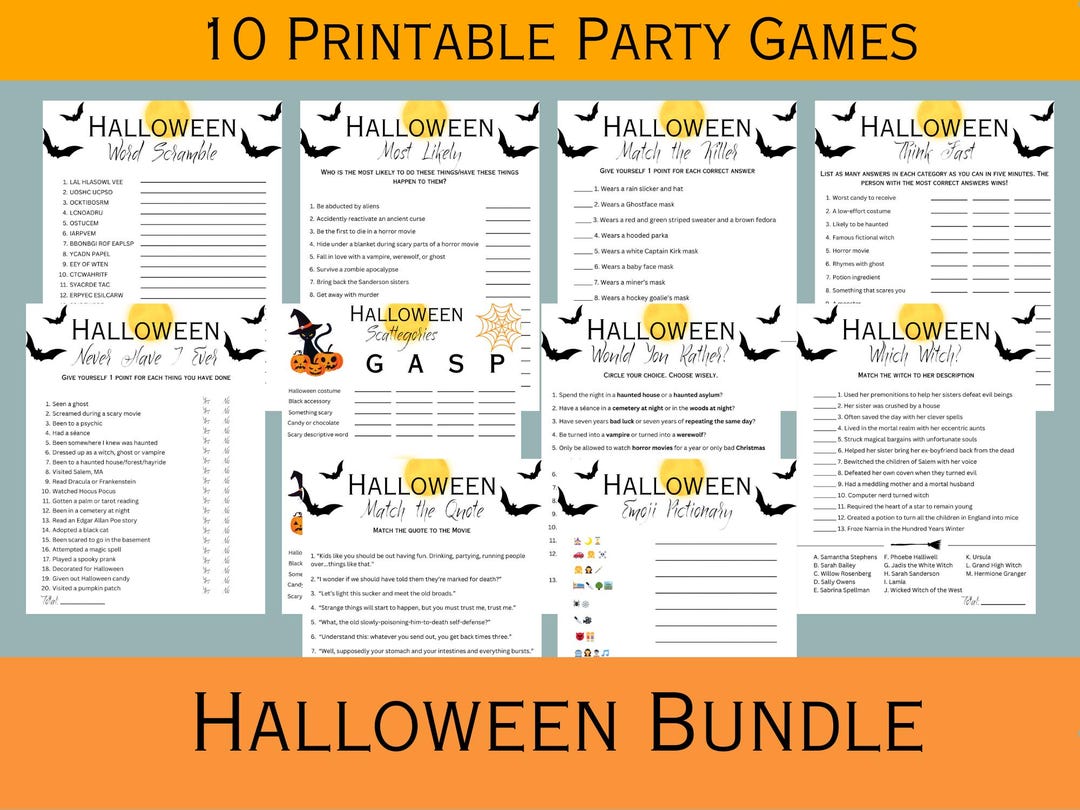 Halloween Printable Party Games Digital Download Family Games - Etsy