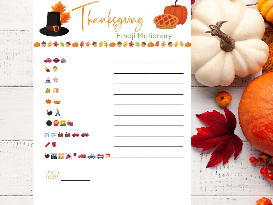Thanksgiving Emoji Pictionary Printable Party Game Digital - Etsy
