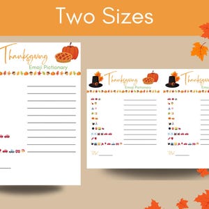 Thanksgiving Emoji Pictionary Printable Game Digital Download - Etsy