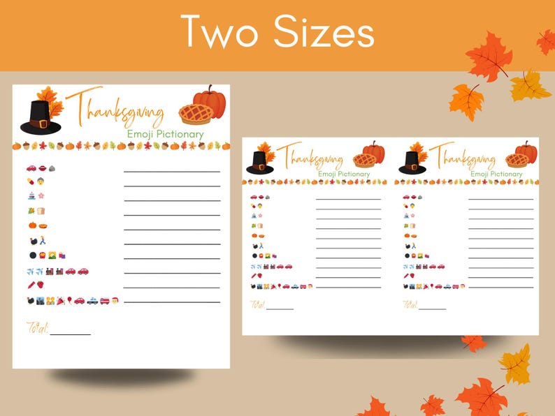 Thanksgiving Emoji Pictionary Printable Game Digital Download - Etsy