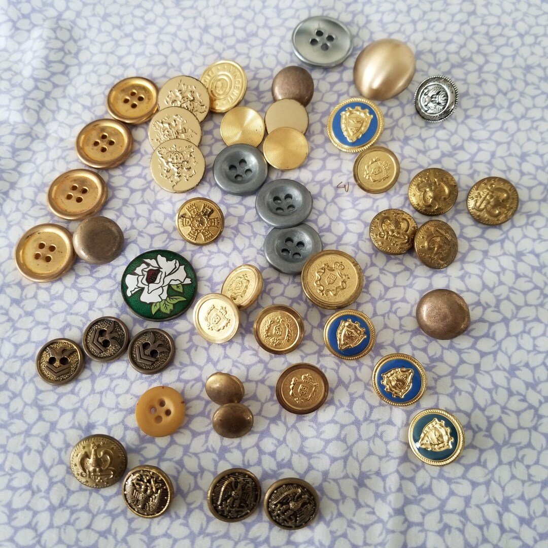 Button Assortment, Lot of 50, Vintage Craft Buttons, Re-purpose Buttons ...