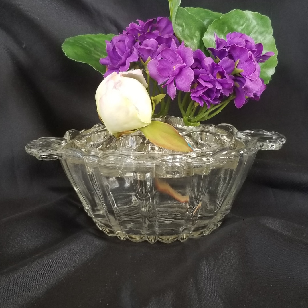 Clear Glass Flower Pin Frog Dish Bowl, Flower Holder, Floral Frog Bowl ...